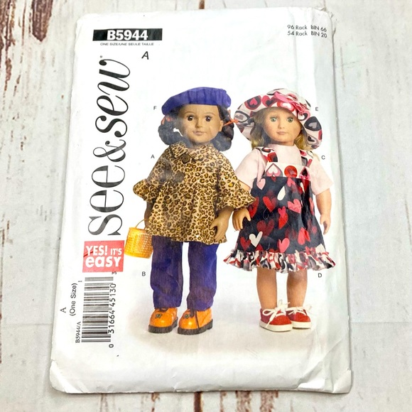 see & sew | Office | See Sew Patterns B5944 Wardrobe For 8 Doll 213 ...